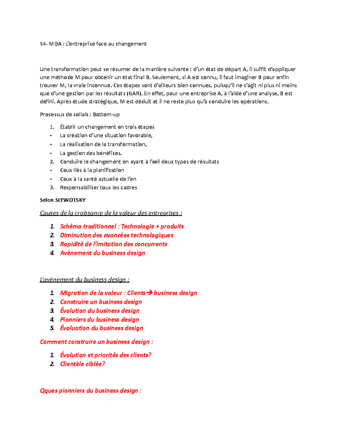 S4 - MDA - Notes - S4- MDA : L’entreprise face au changement Une ...