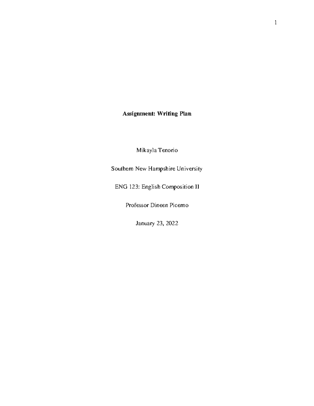 Writing Plan - Module 3 - 1 Assignment: Writing Plan Mikayla Tenorio ...