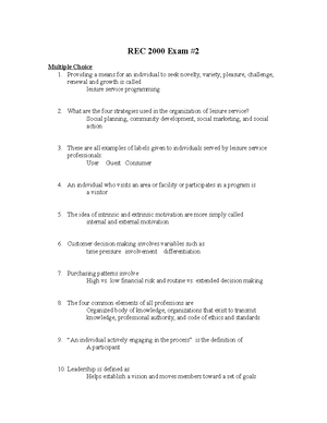 Chpt. 5 notes, students - REC 2000 Recreation Programming Chapter 5 ...