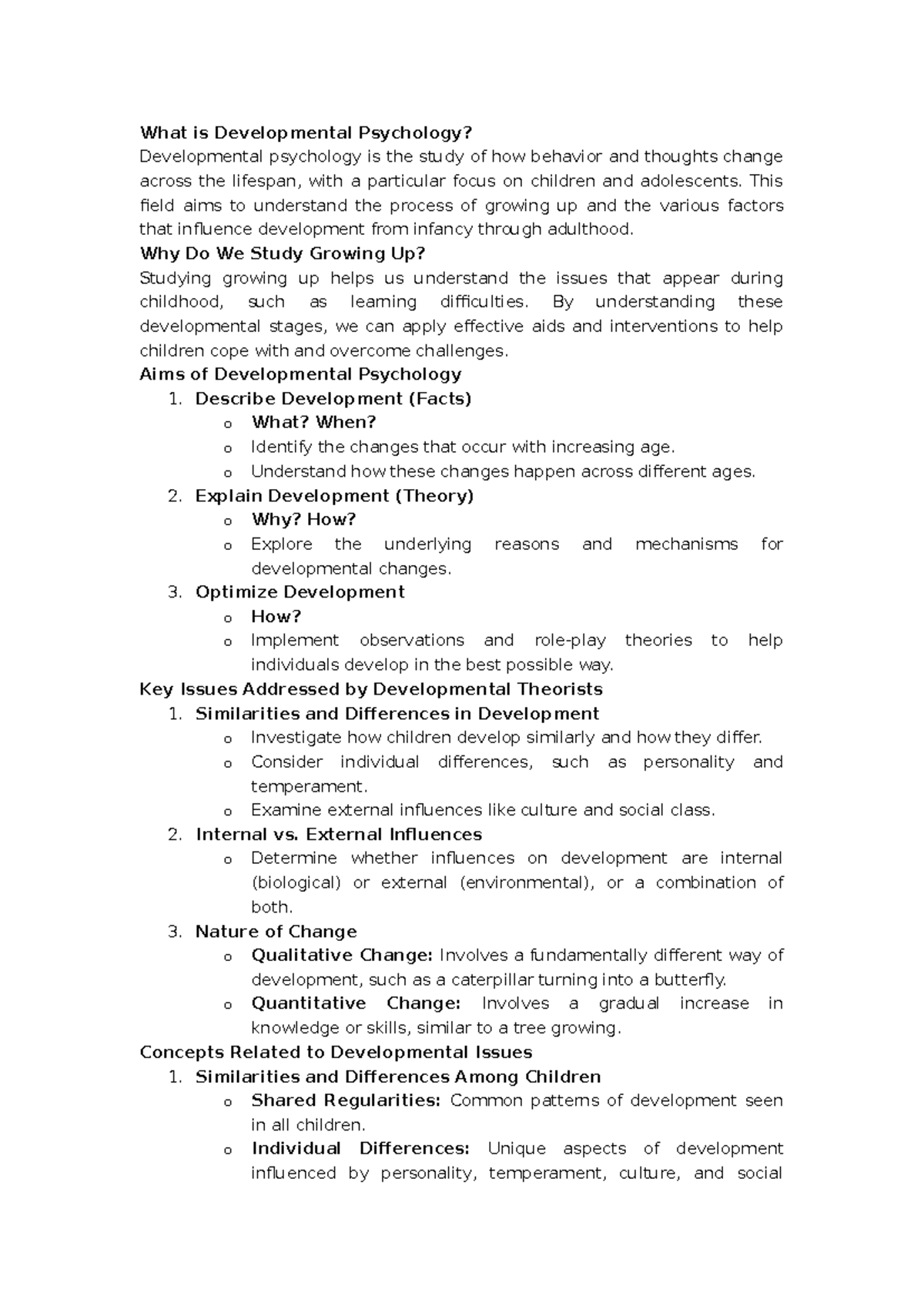 Develop - the no9te and summar7y - What is Developmental Psychology ...