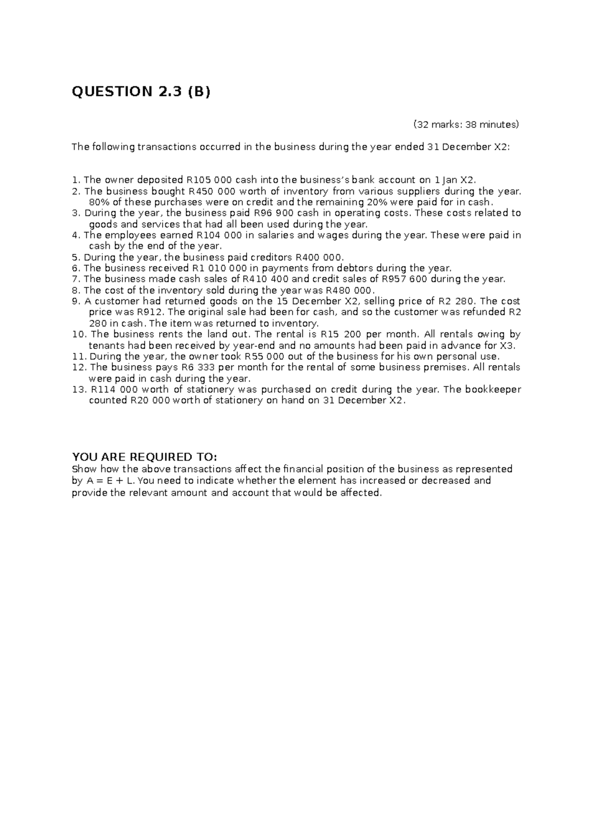 Tutorial 1 - Question - practice - QUESTION 2 (B) (32 marks: 38 minutes ...