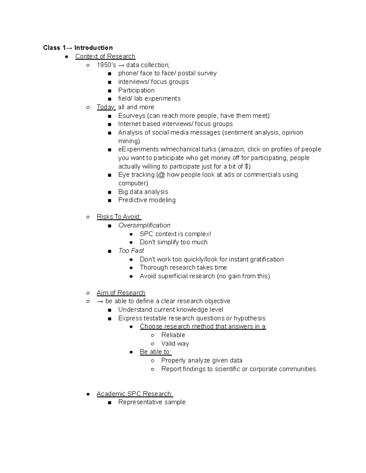 Intro to SPC Methods - summary - Class 1→ Introduction Context of ...