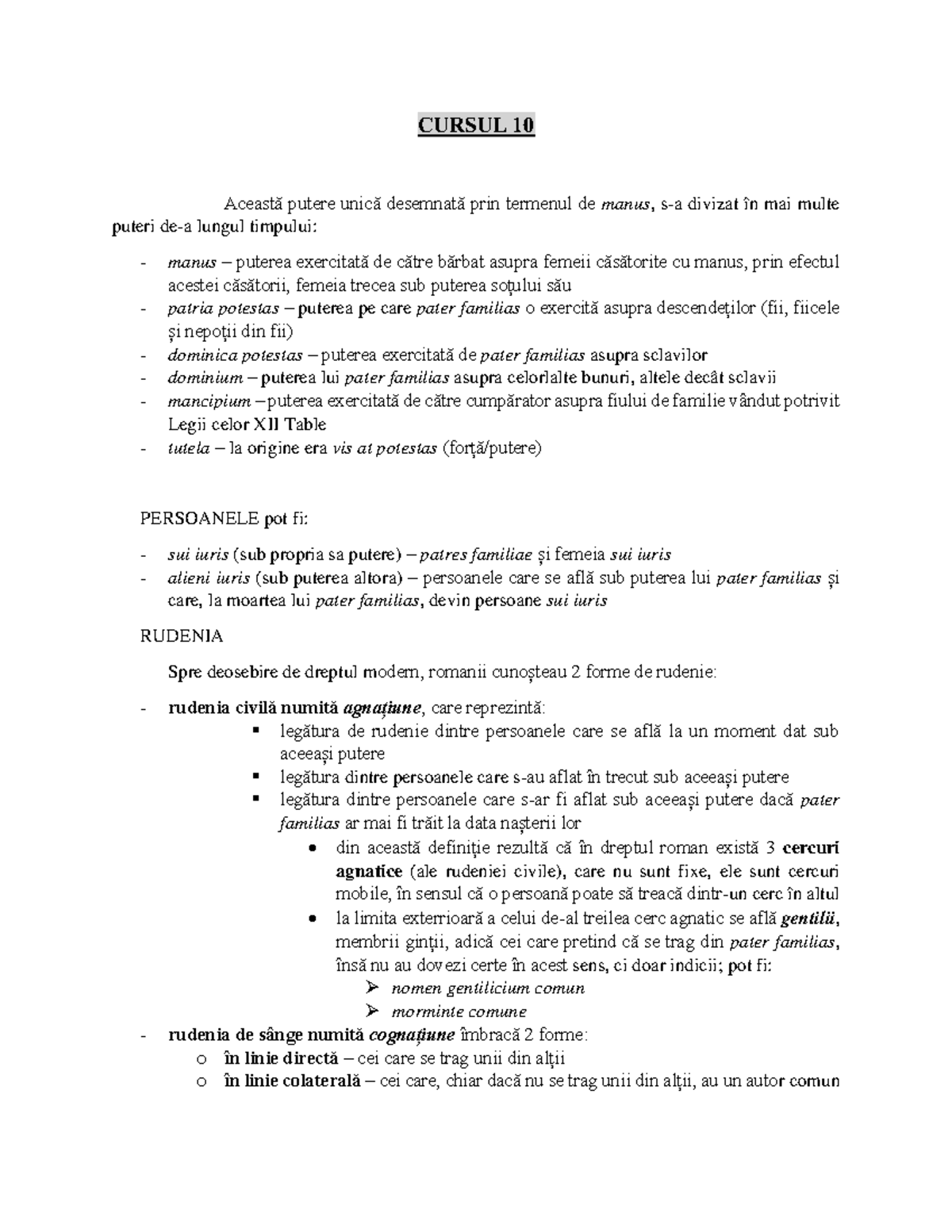 Cursul 10 - Cursuri drept roman - CURSUL 10 Această putere unică desemnată prin termenul de ...
