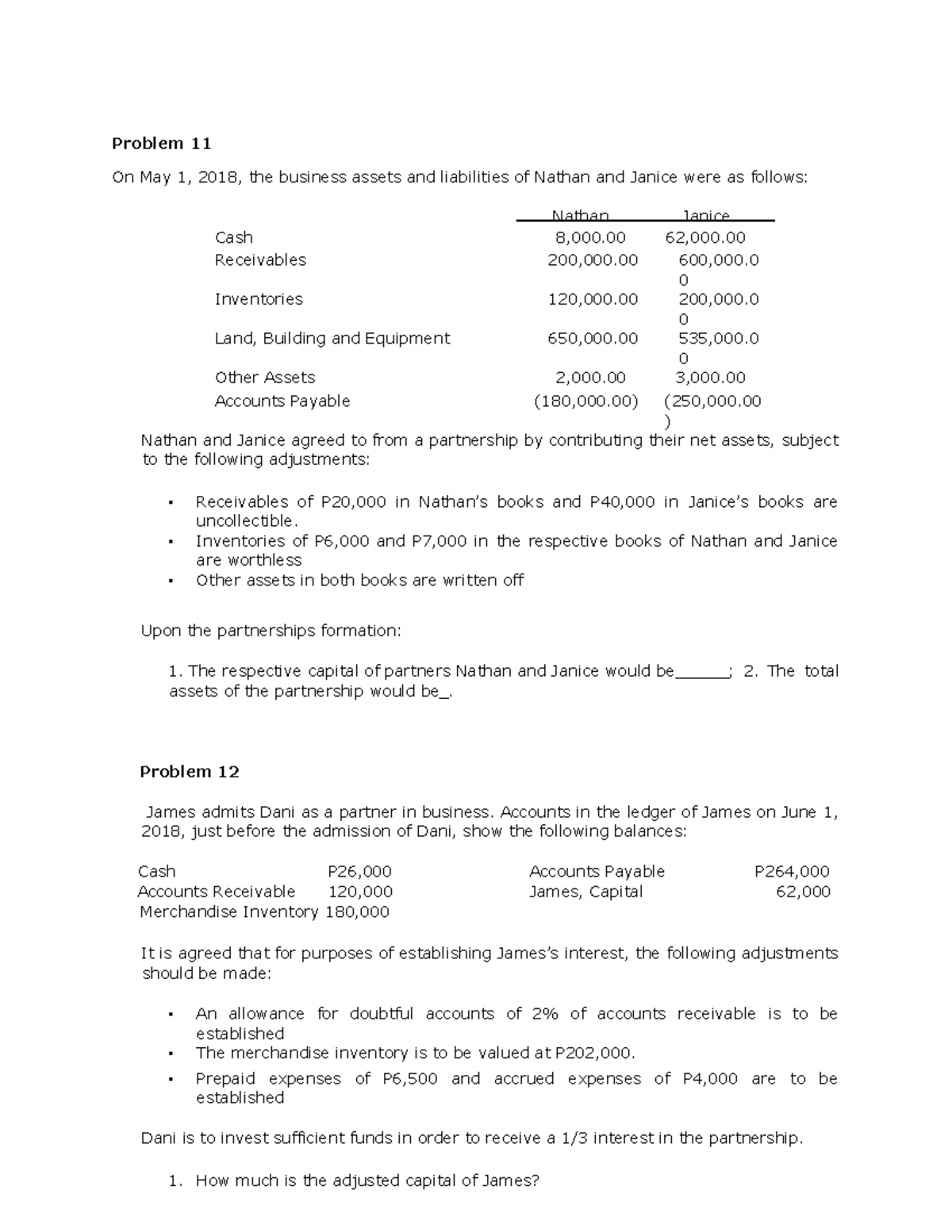 Partnership Formation 11 - Problem 11 On May 1, 2018, the business ...