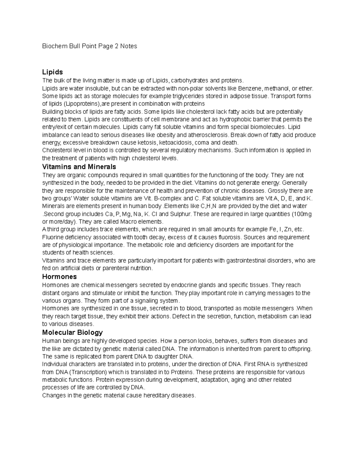 Biochem Bull Point Page 2 Notes - Biochem Bull Point Page 2 Notes ...