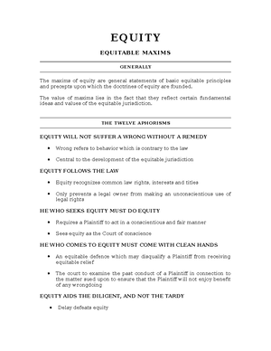 Equity AND Trust- Unclean Hands - EQUITY AND TRUST – UNCLEAN HANDS ...