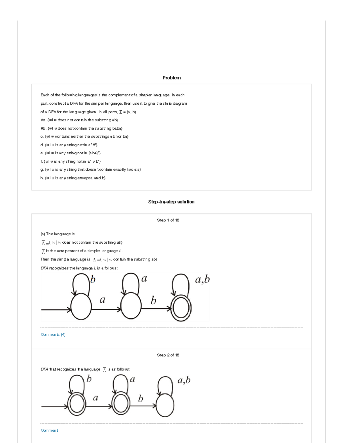 5 - theory of automata chapter#1 question 5 - Problem Each of the following languages is the ...