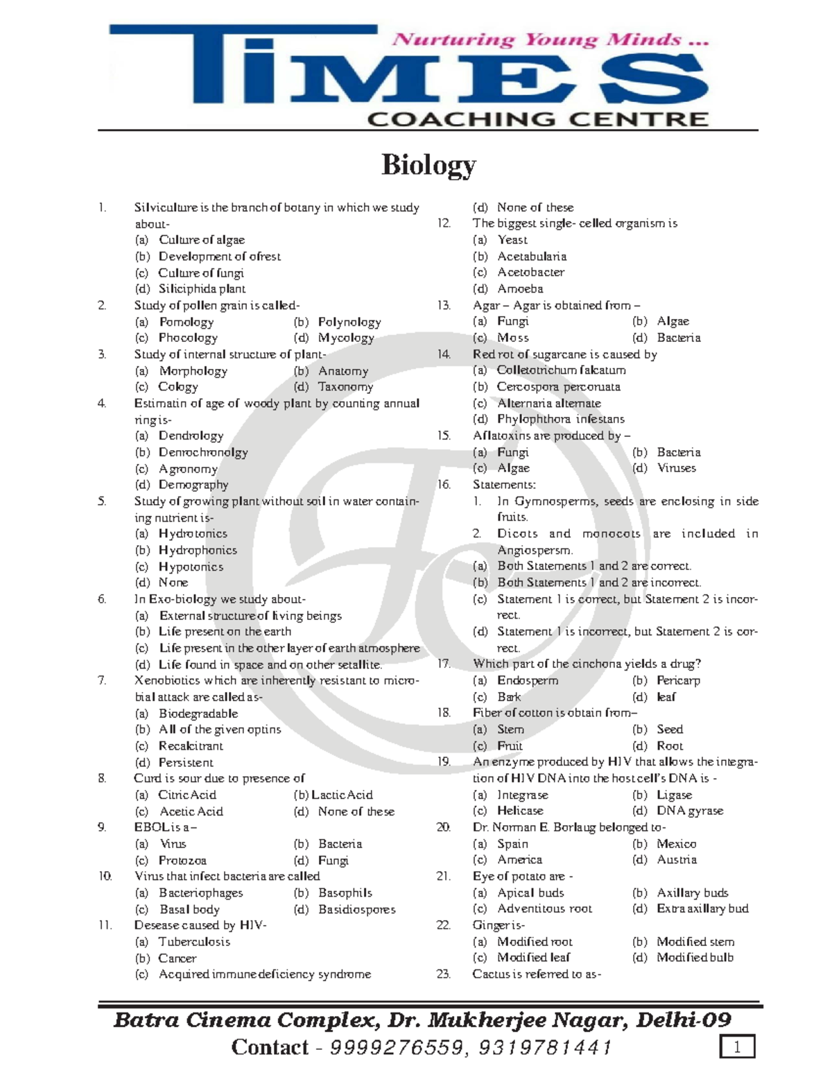 Biology notes - hii requitred pas all - Batra Cinema Complex, Dr ...