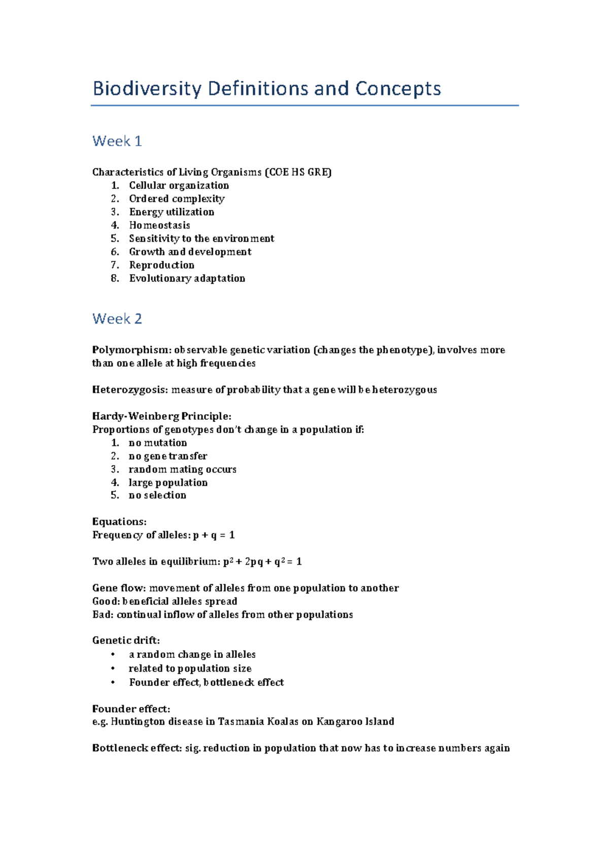 WSU unit 300802-biodiversity-notes-2021 - Biodiversity Definitions and ...