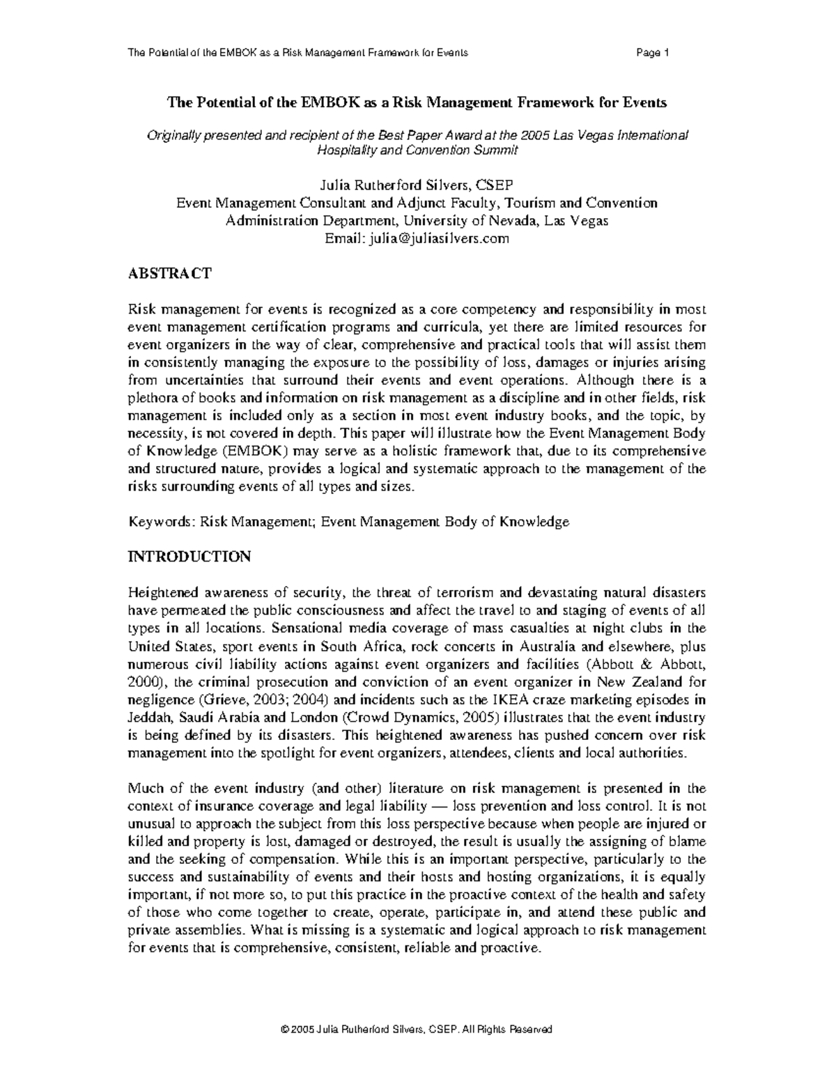 Silvers Embok as Risk Framework - The Potential of the EMBOK as a Risk ...