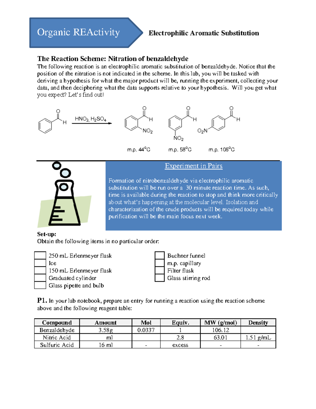 Nitration of Benzaldehyde final - Organic REActivity Electrophilic ...