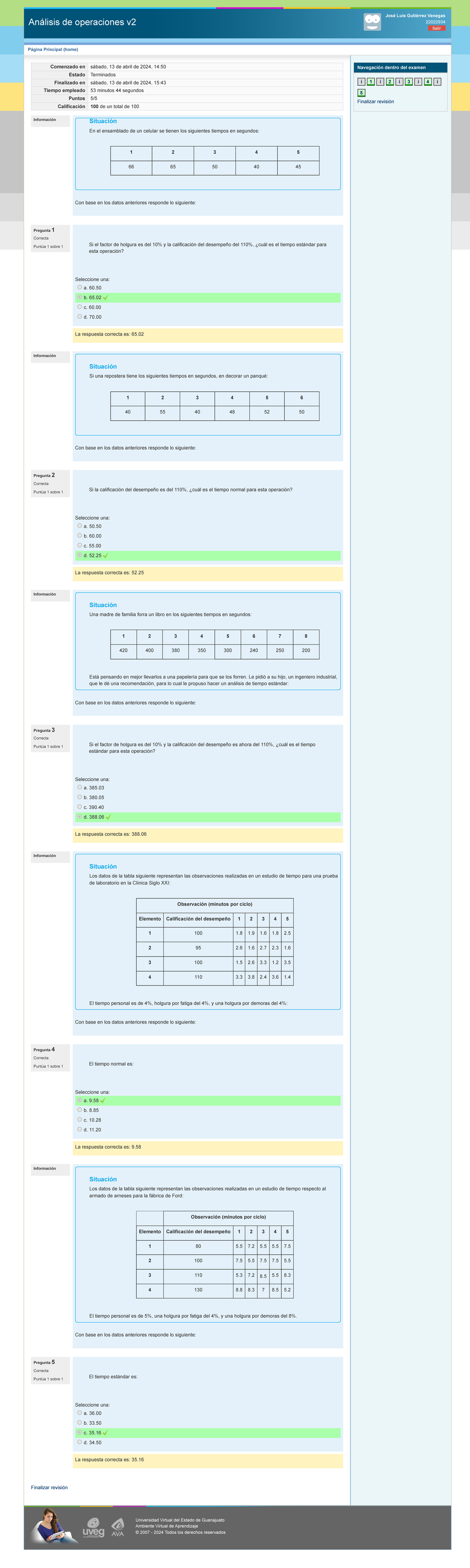EA2. Ejercicio de control cálculo de tiempo estándar - Análisis de ...
