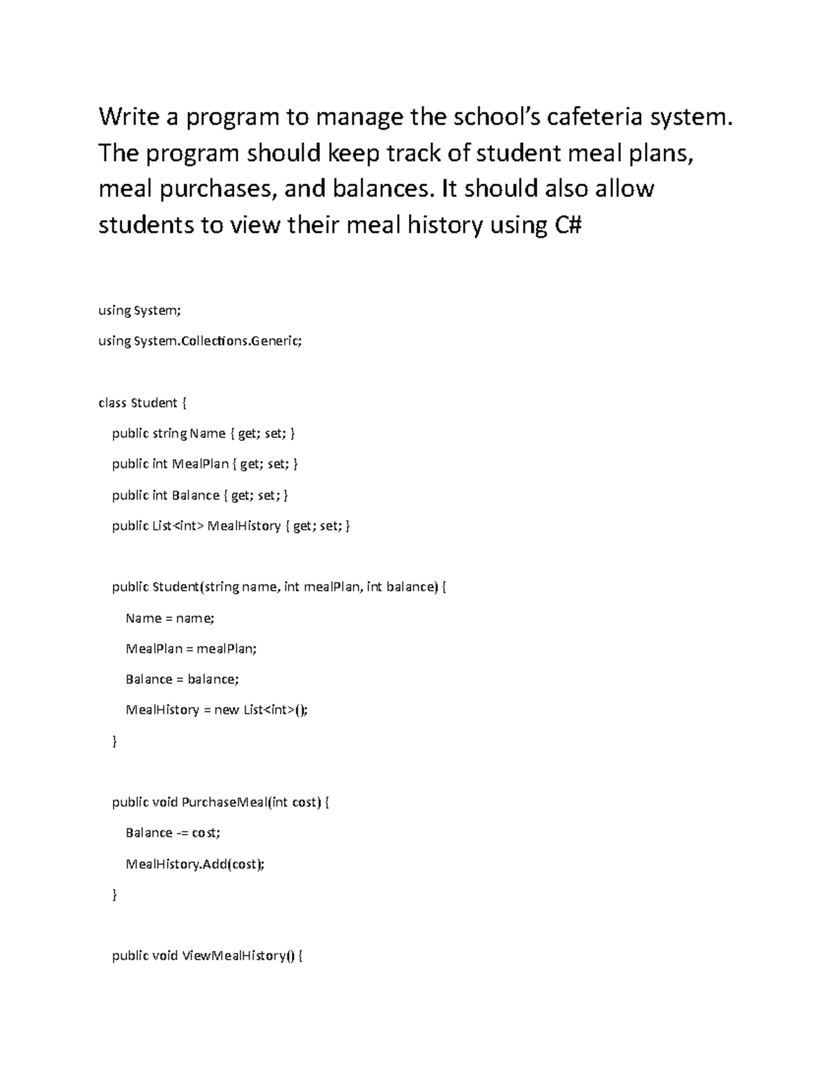 Comp6076-assign 14-C# - Write a program to manage the school’s ...