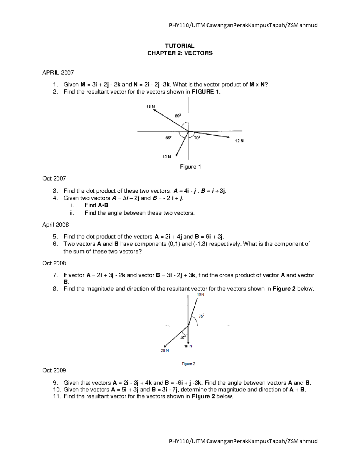 Tutorial Chapter 2 - ....... - TUTORIAL CHAPTER 2: VECTORS APRIL 2007 ...