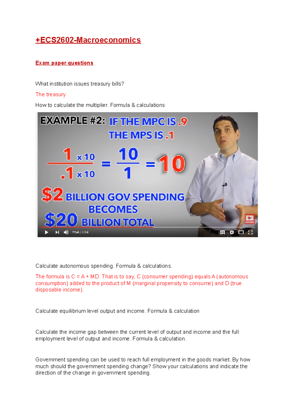 ECS2602 - Tutorial Letter with assignments - +ECS2602-Macroeconomics ...