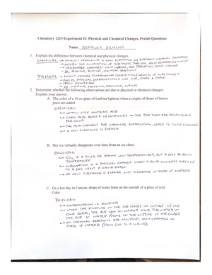 Experiment 1 post lab - Post lab questions - CHEM 1215 - Studocu
