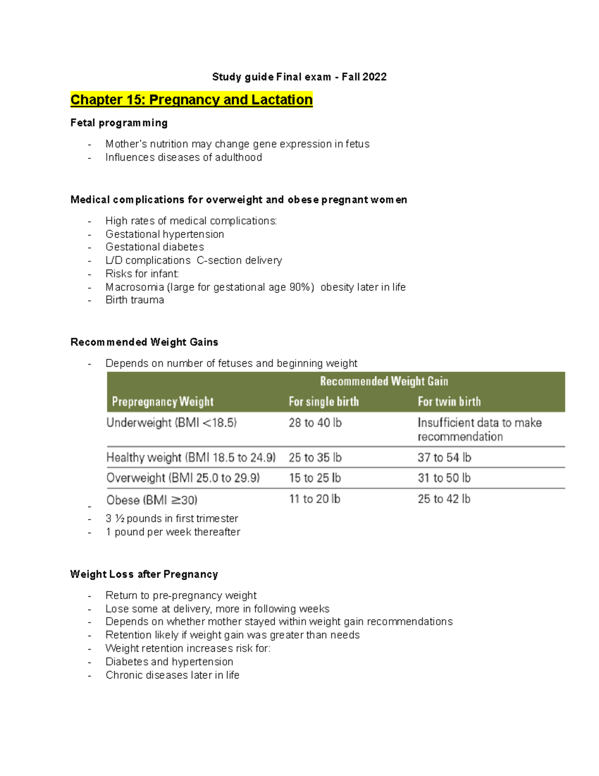 Nutrition Study Guide-2 - Study guide Final exam - Fall 2022 Chapter 15 ...