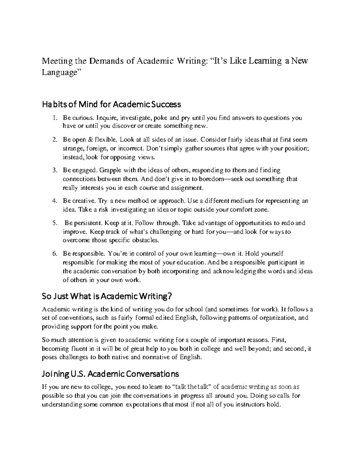 Chapter 4 Meeting the Expectations of Academic Writing - Meeting the ...