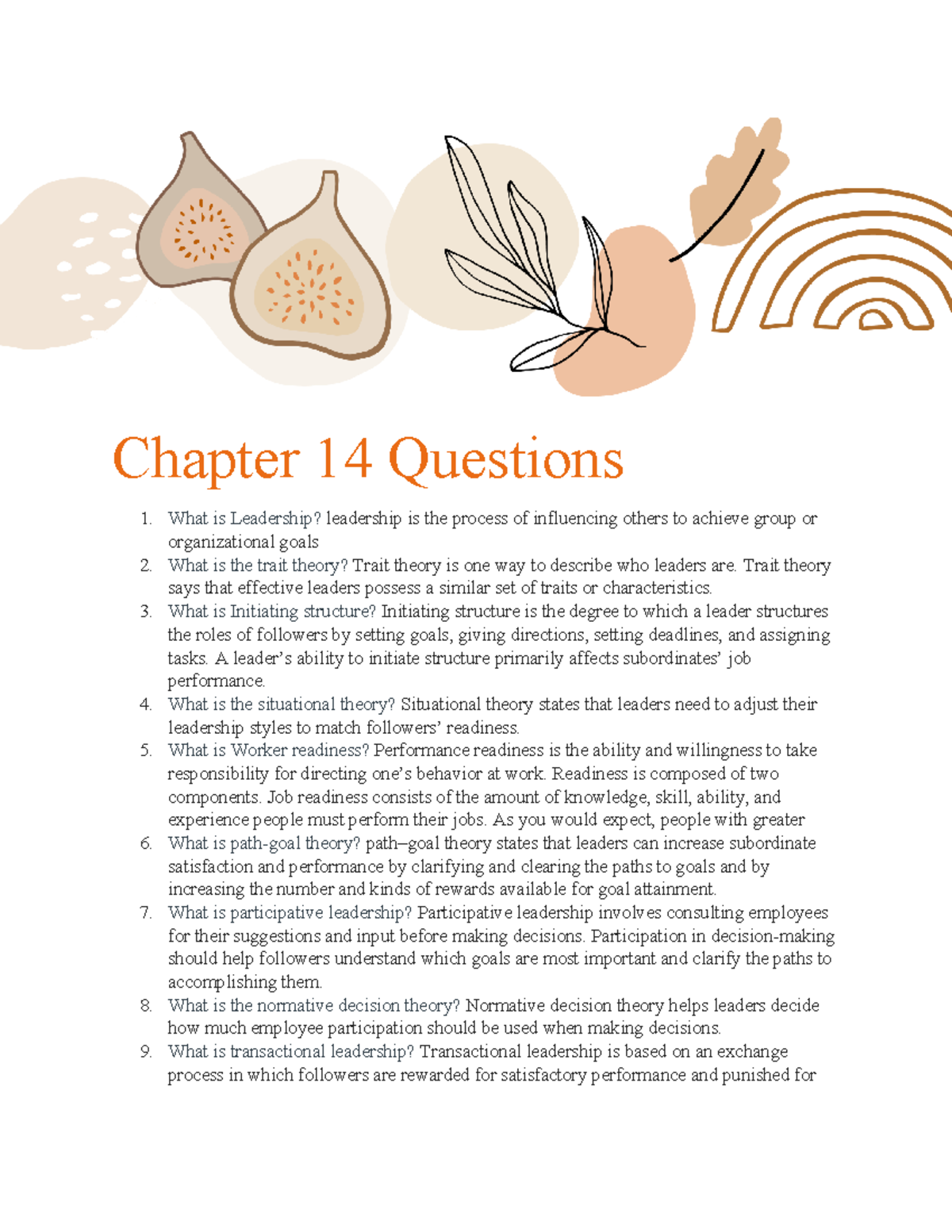 BUSM 20 Ch 14 Questions.doc - Chapter 14 Questions What is Leadership ...