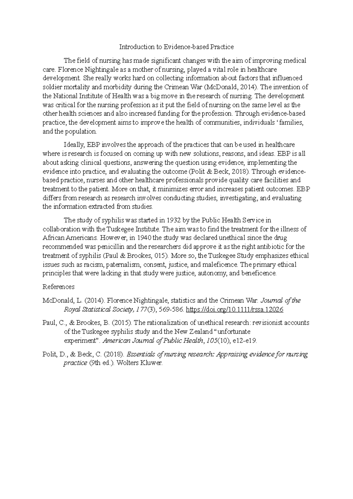 Introduction to EBP in advanced nursing - Introduction to Evidence ...