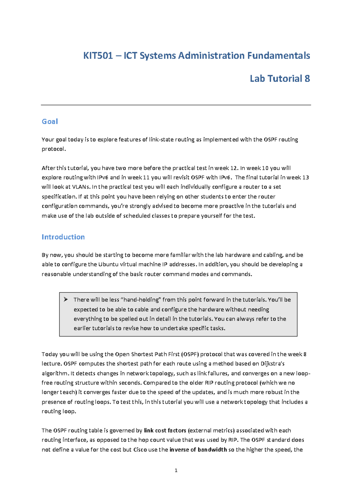 Kit501 tutorial 08 lab - Lecture notes - KIT501 – ICT Systems ...