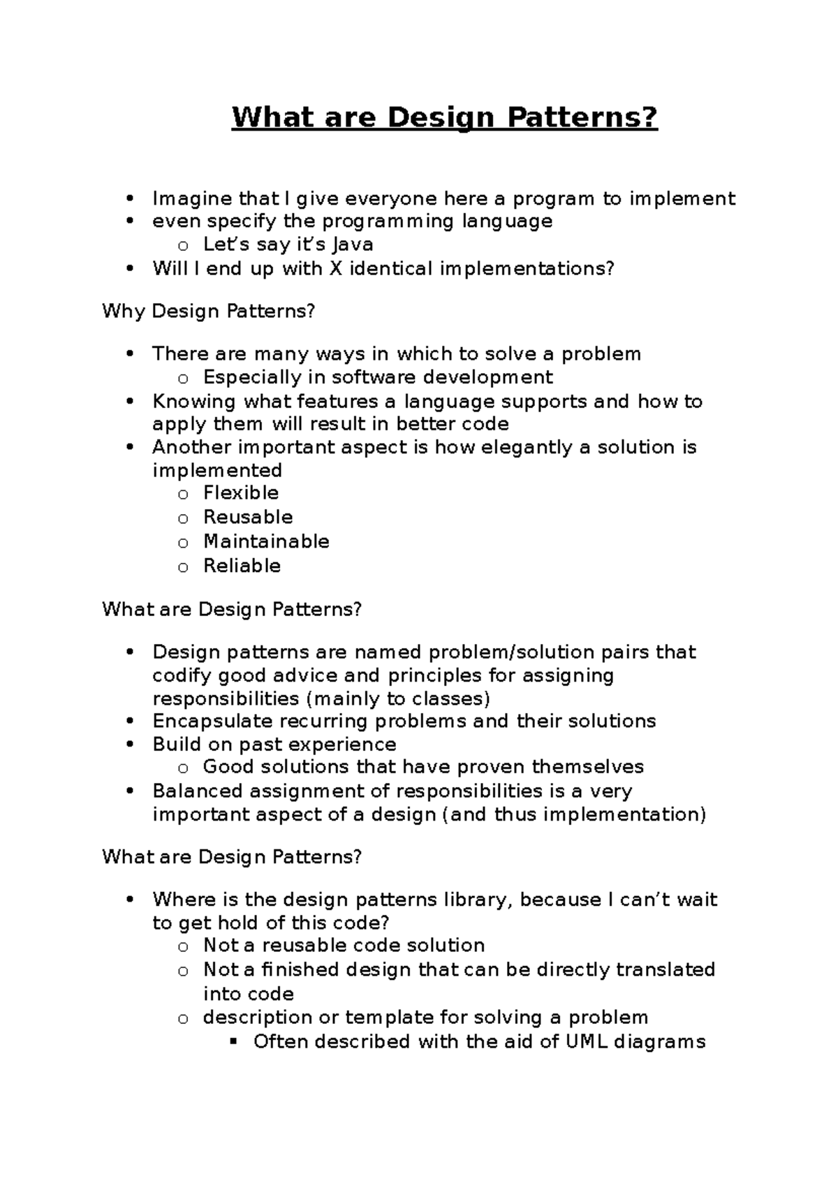 What are Design Patterns - Studocu