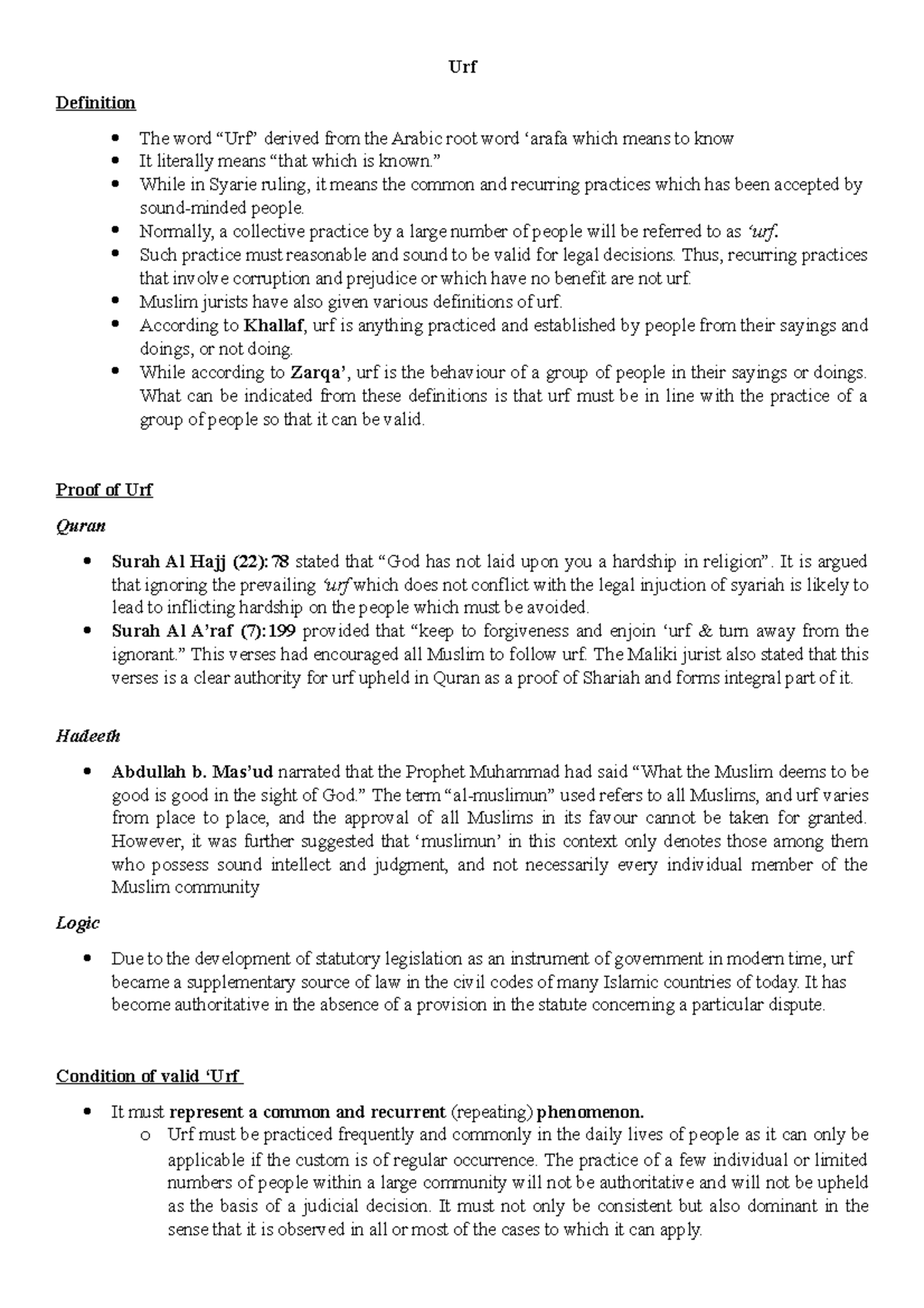 Exam Urf - Urf exam notes complete - Urf Definition The word “Urf ...