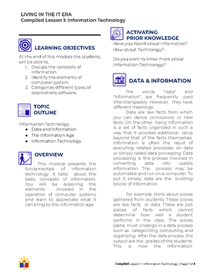 Compiled-Lesson-02 -Elements-of-Computer-System - LEARNING OBJECTIVES ...