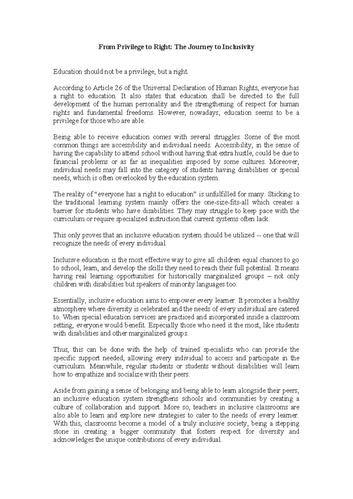 Right-to-Education - This essay is about education. Education is a ...