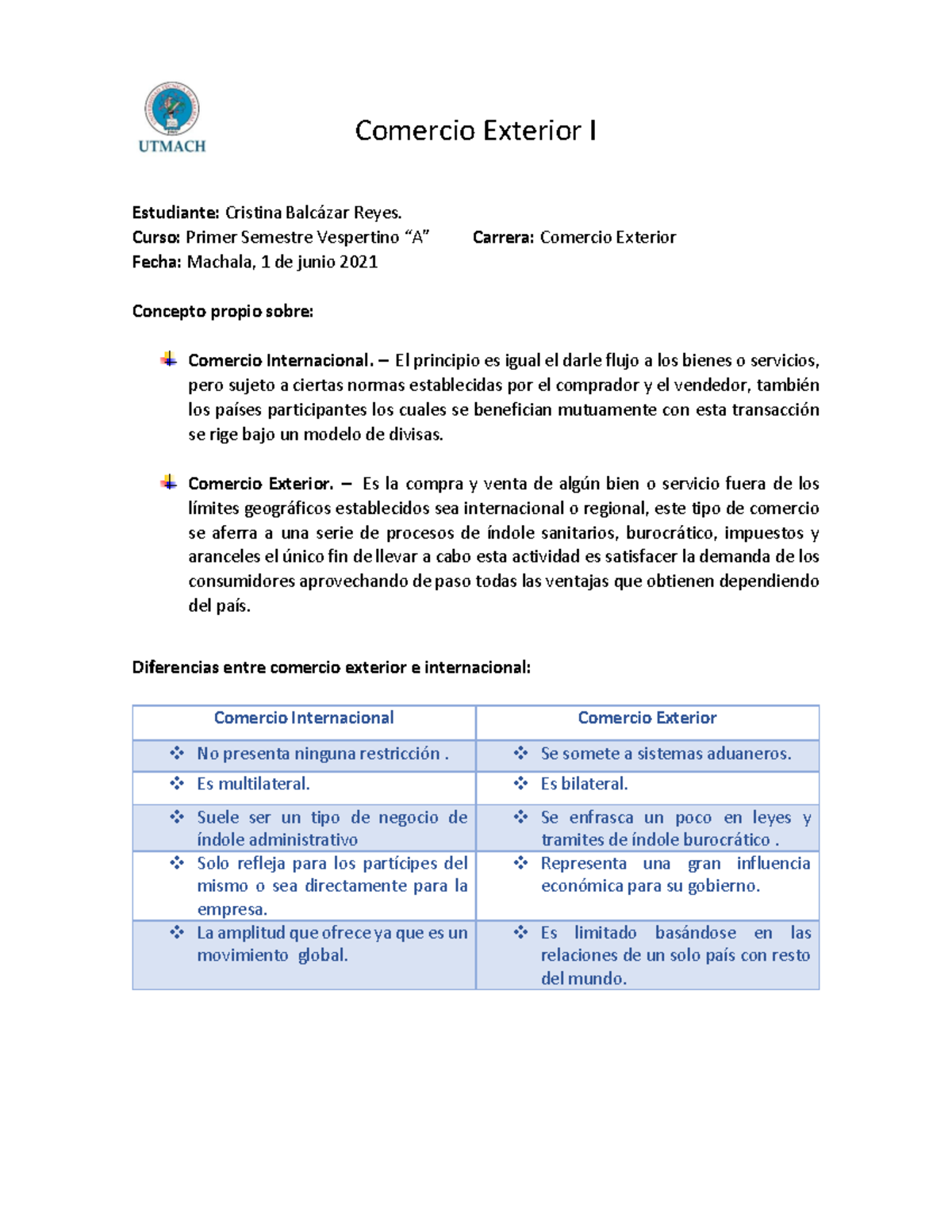 Comercio Exterior I - Lecture notes 1,2 - Comercio Exterior I ...