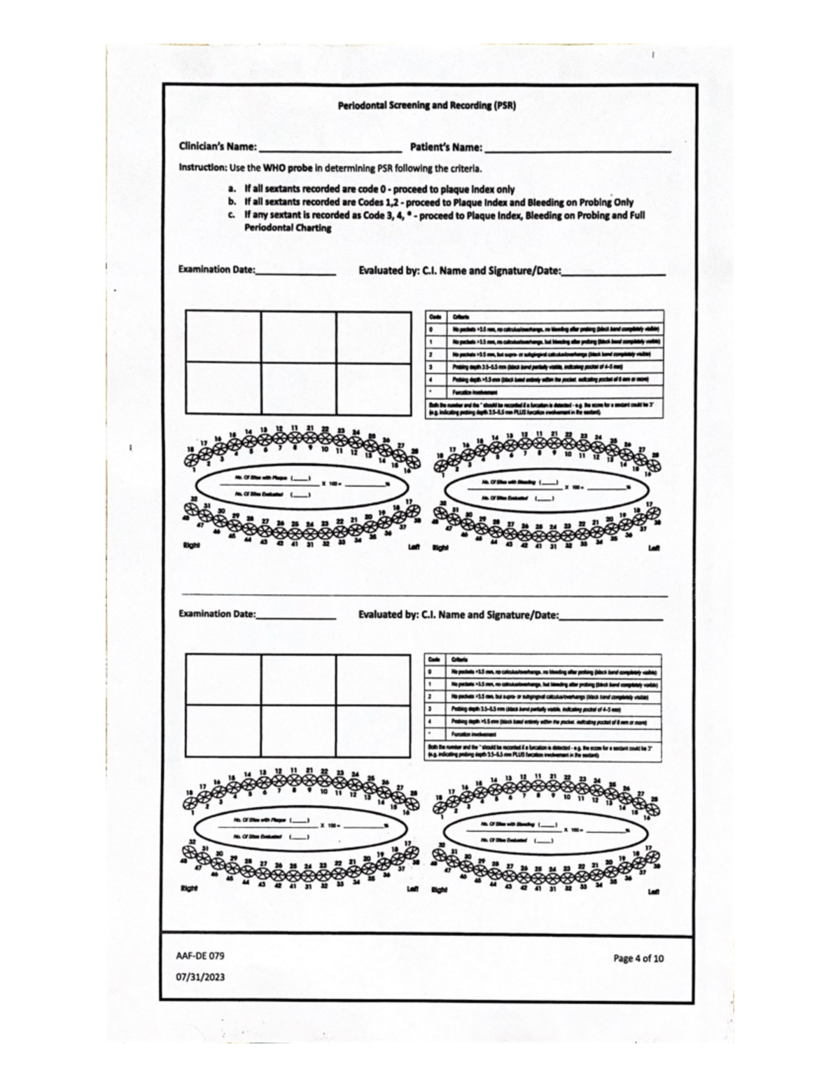 Periodontal Screening and Recording (PSR) - Dentistry - Studocu