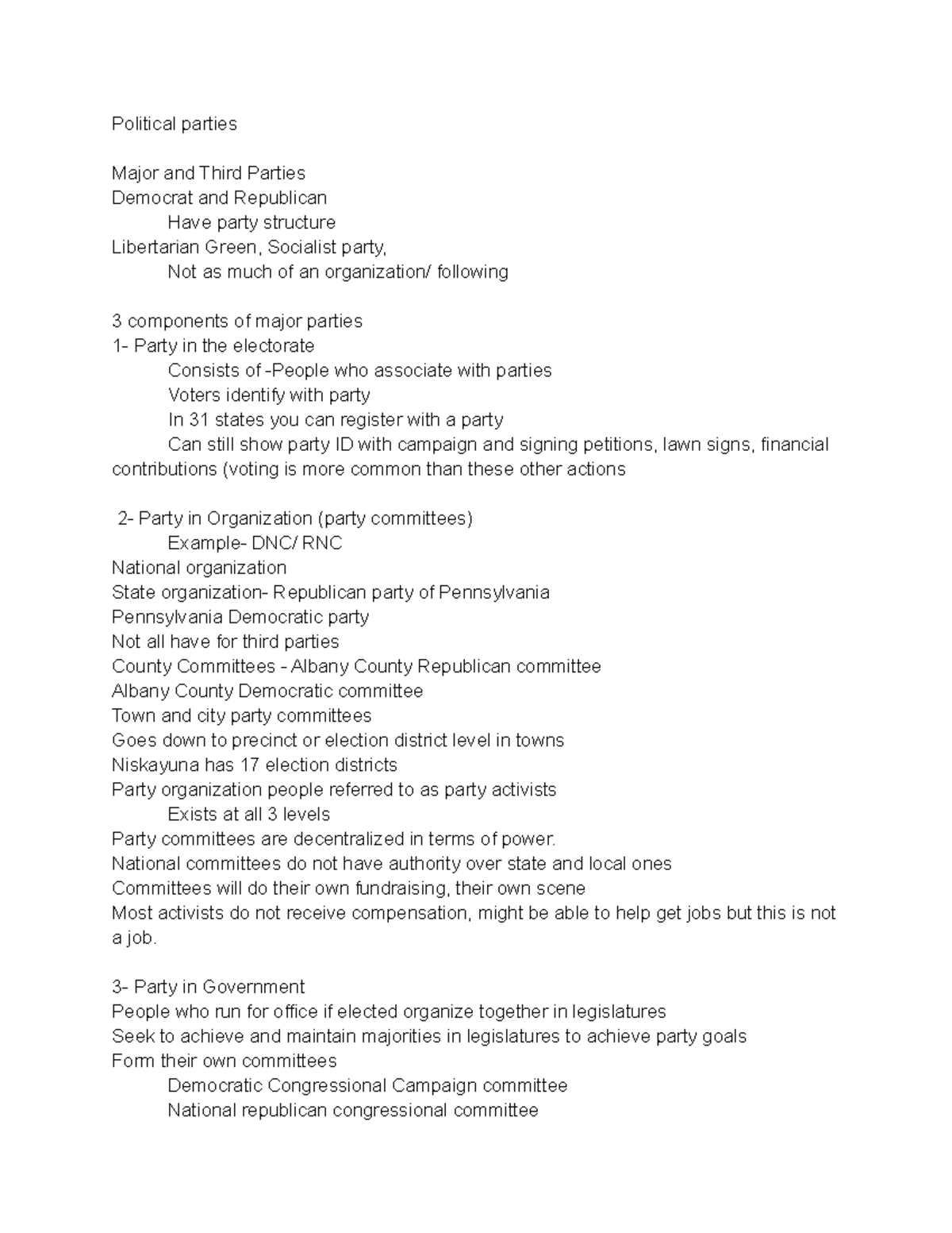 From Midterm on - Political parties Major and Third Parties Democrat ...