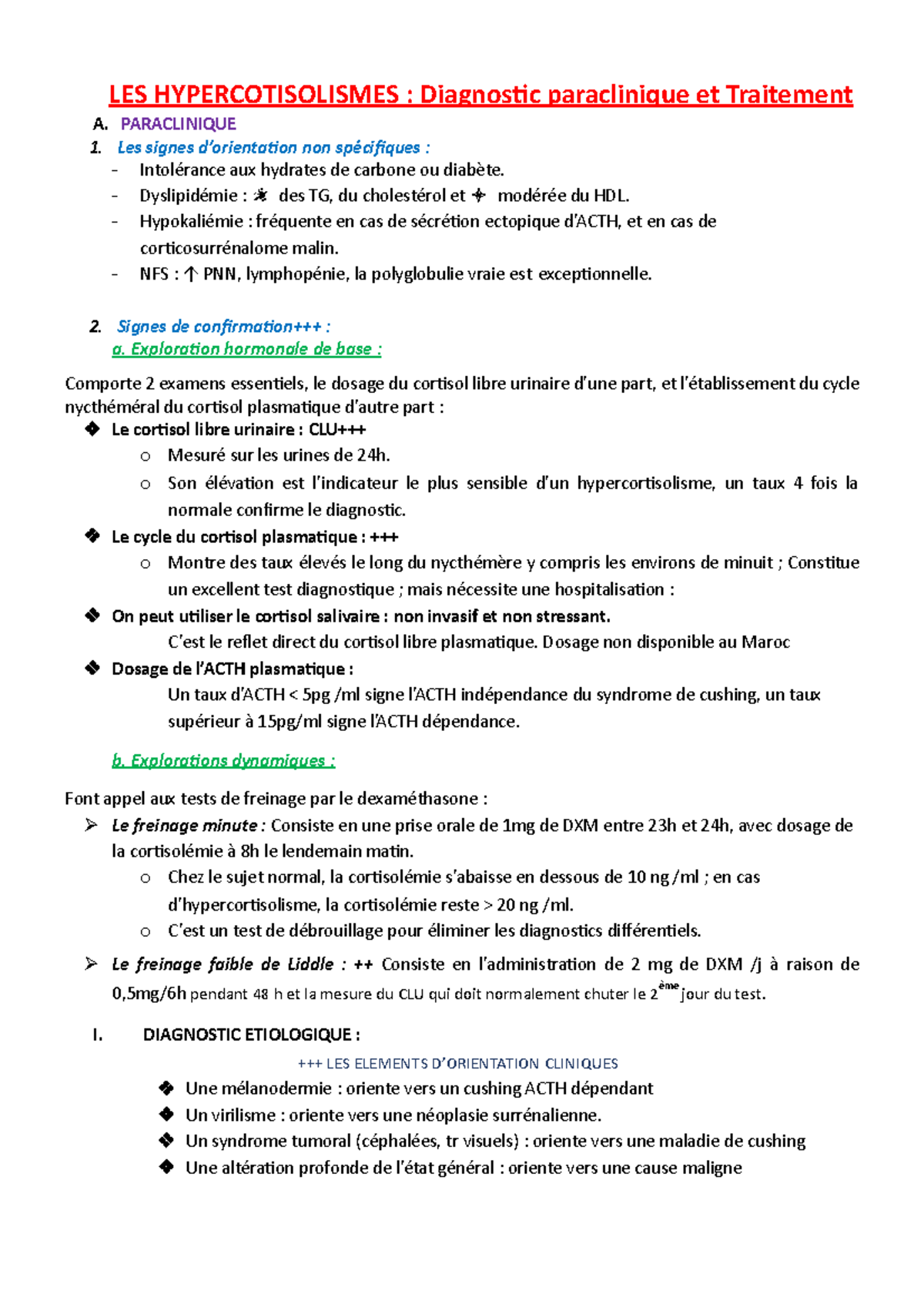 Paraclinique et Traitement du syndrome de cusing - LES ...