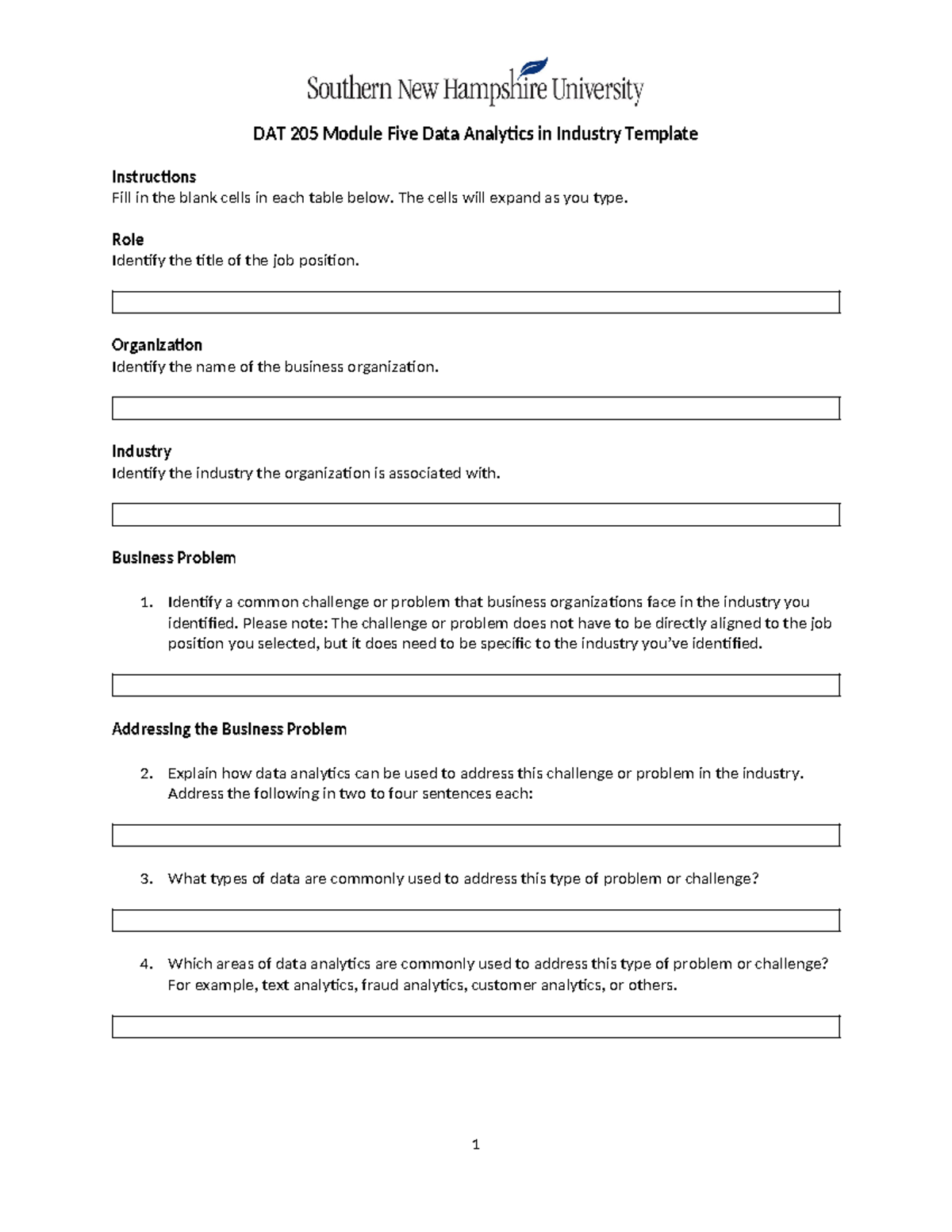 DAT 205 Module Five Data Analytics in Industry Template - The cells ...