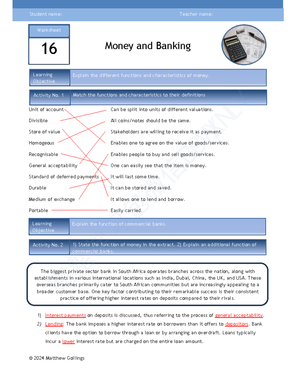08 - Money and Banking - Economics Worksheet 3 - © 2024 Matthew ...