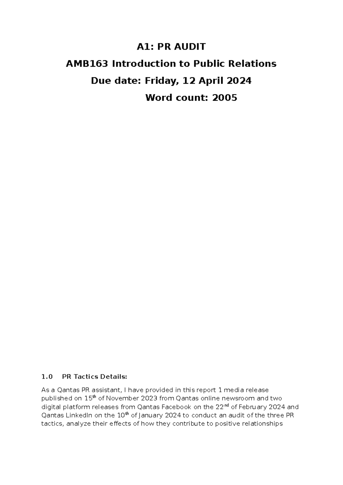 AMB163 A1 PR Audit - A1: PR AUDIT AMB163 Introduction to Public ...