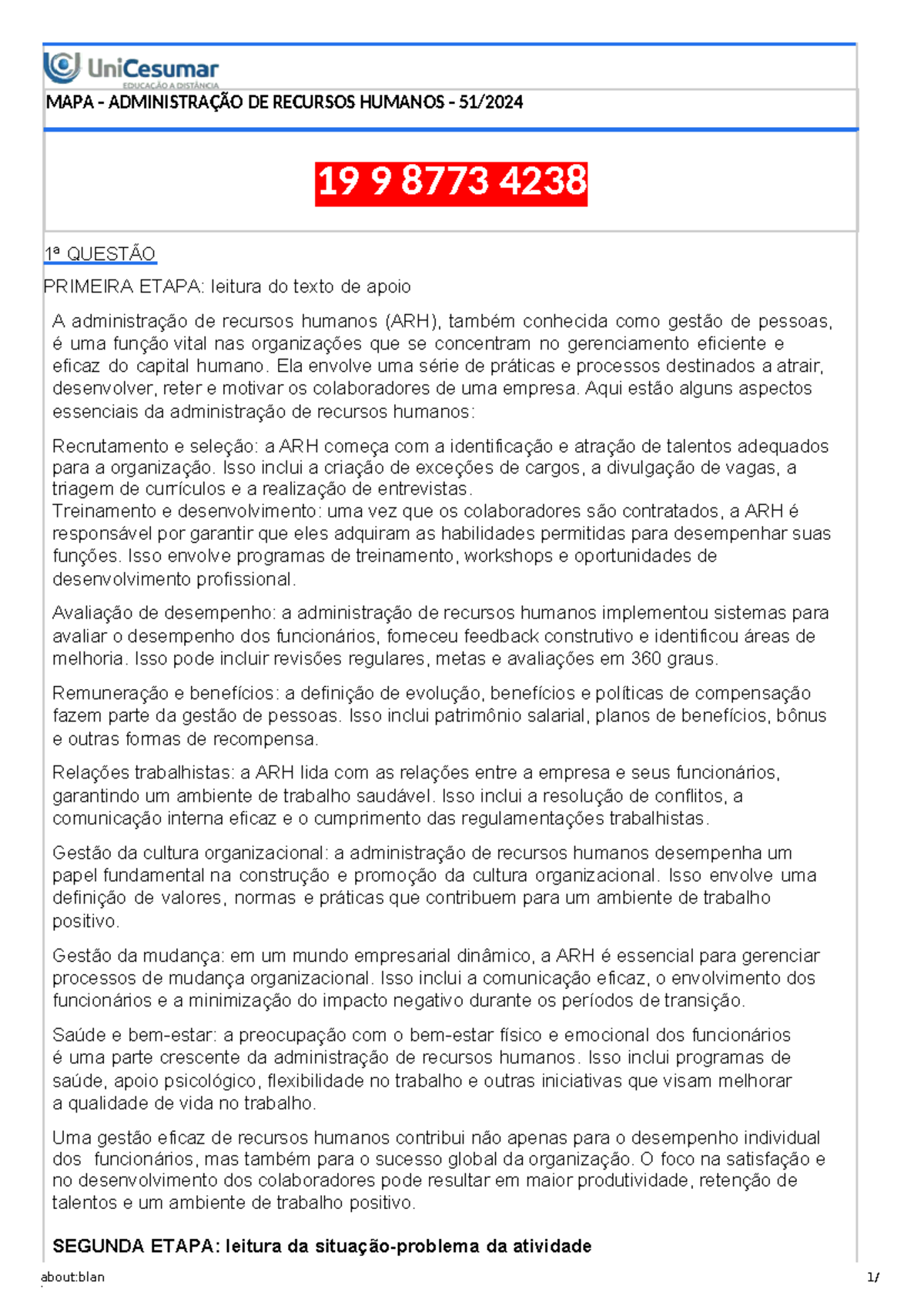 MAPA - Administração DE Recursos Humanos - 512024 - about:blan k 1 / 2 ...