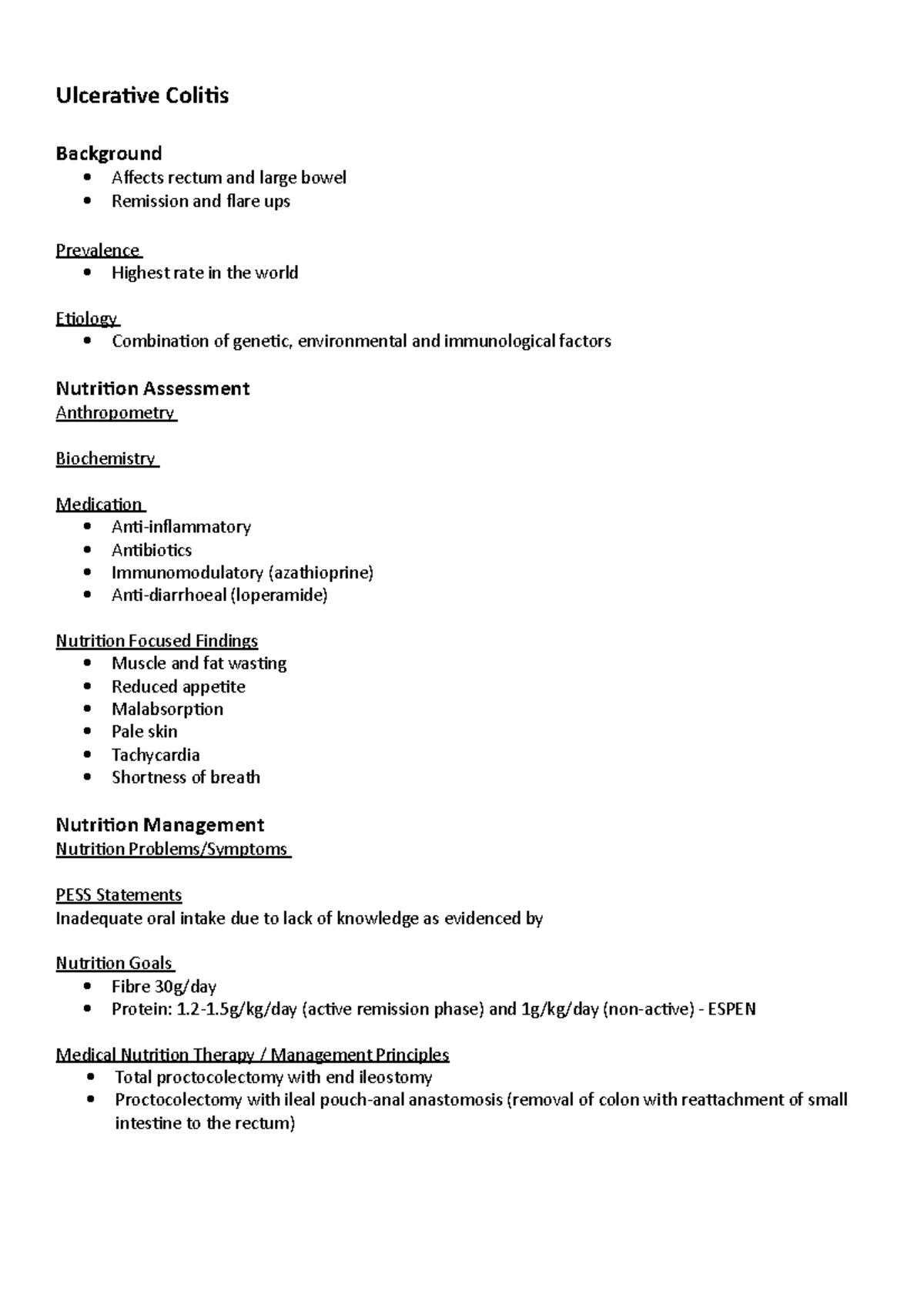 NUT302 - Ulcerative Colitis Case Study - Ulcerative Colitis Background ...
