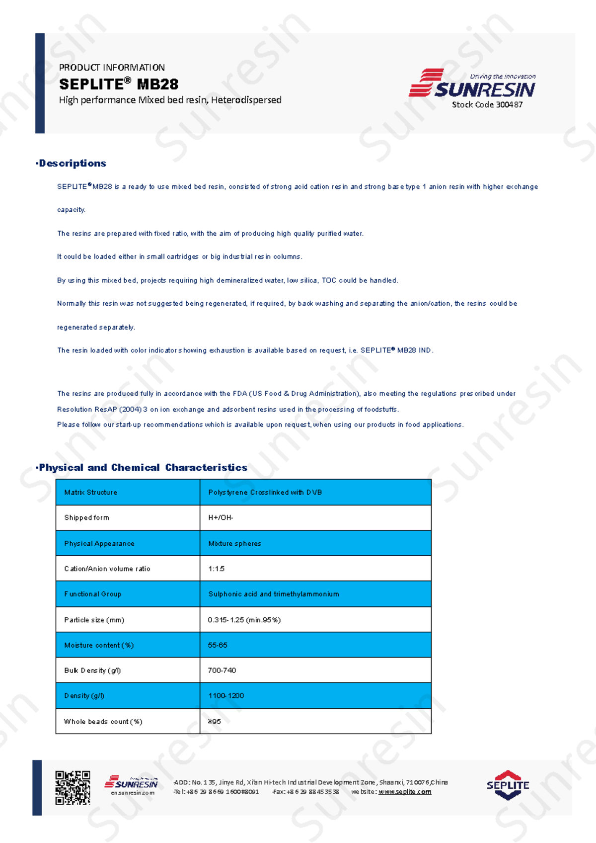 Seplite MB28 - PRODUCT INFORMATION SEPLITE ® MB 28 High performance ...