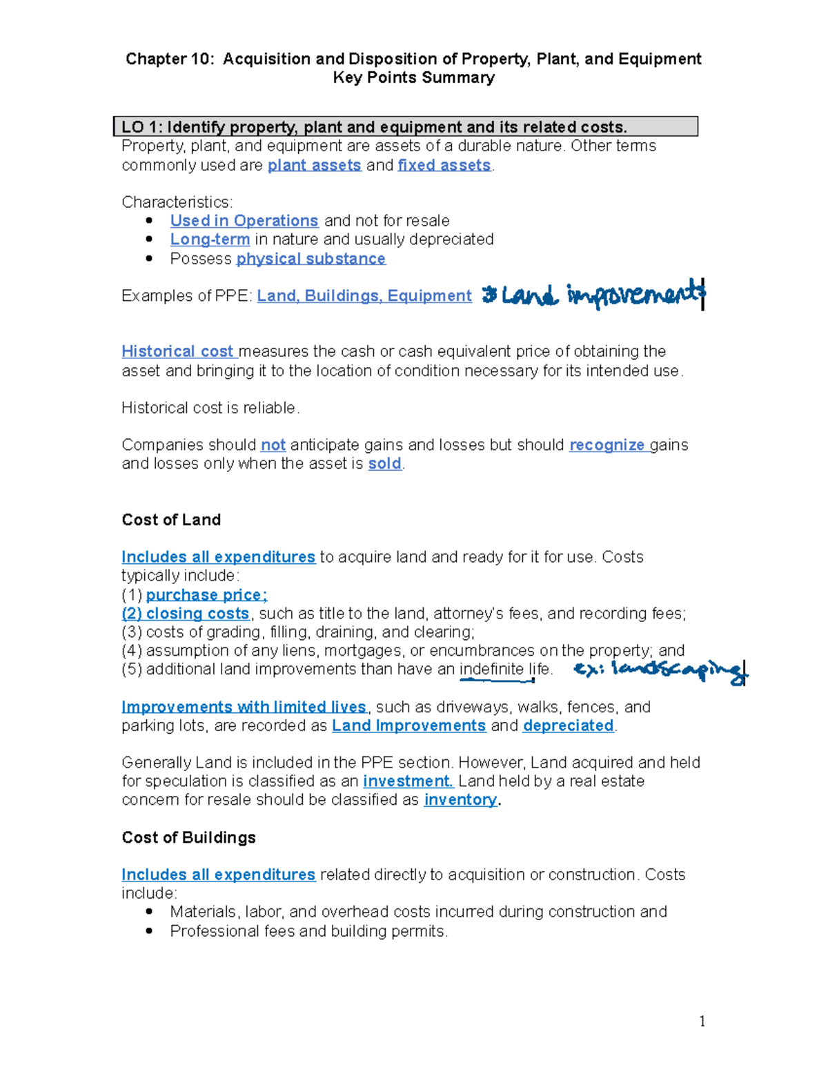 Chapter 10 Pre Lecture Key Points Summary Solution section 2 - Key Points Summary LO 1: Identify ...