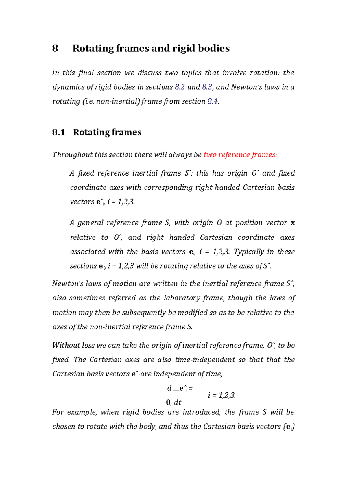 Dynamics-8-1 - Rotating frames and rigid bodies - 8 Rotating frames and ...