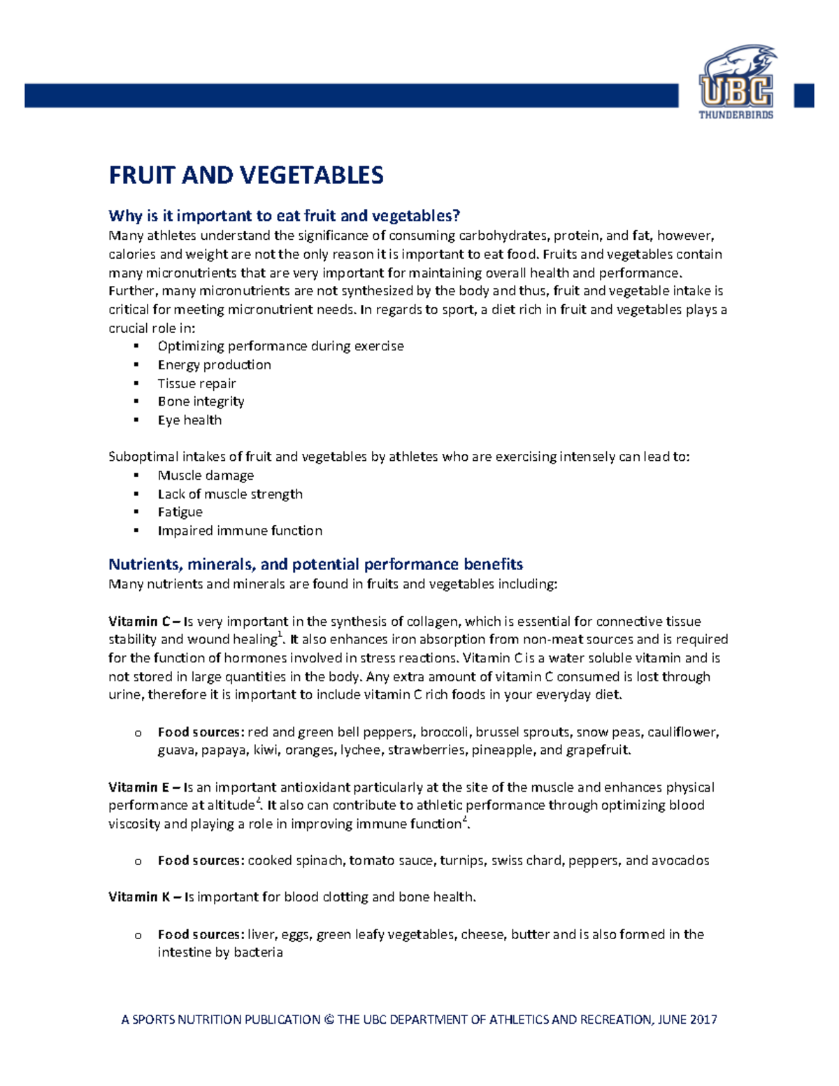 Fruit and Vegetables - Sample file - A SPORTS NUTRITION PUBLICATION ...