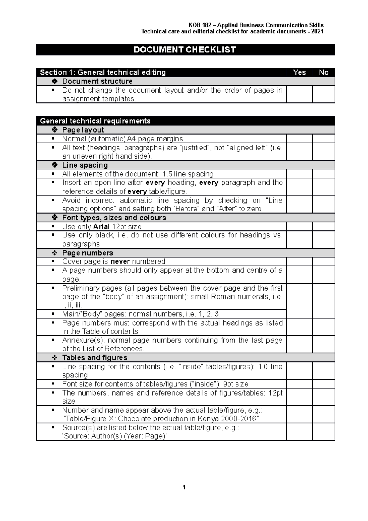 Technical care checklist KOB - Technical care and editorial checklist ...
