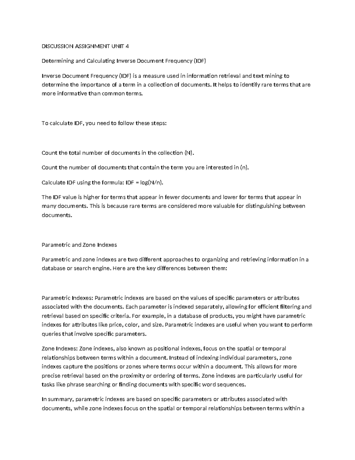 Discussion Assignment Unit 4 Cs 3307 Discussion Assignment Unit 4 Determining And Calculating 