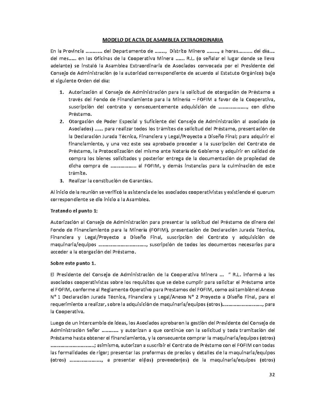 Maaeo - Resumen Contabilidad y Presupuestos - 32 MODELO DE ACTA DE ...