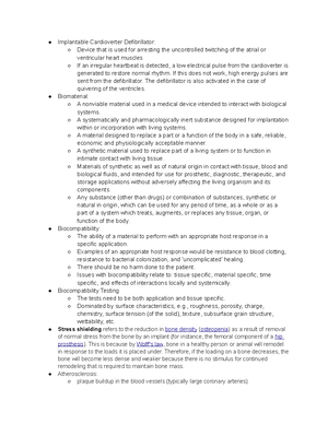 Final Exam Review - Summary Biomaterials - Ceramics Composition: Metal ...