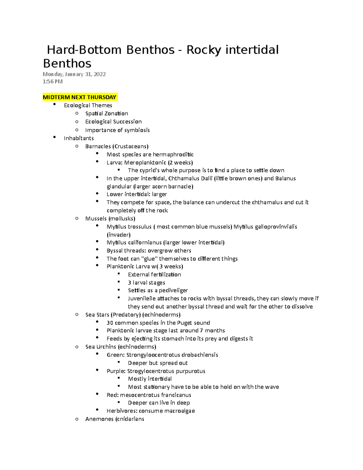 Hard-Bottom Benthos - Rocky intertidal Benthos - Hard-Bottom Benthos ...