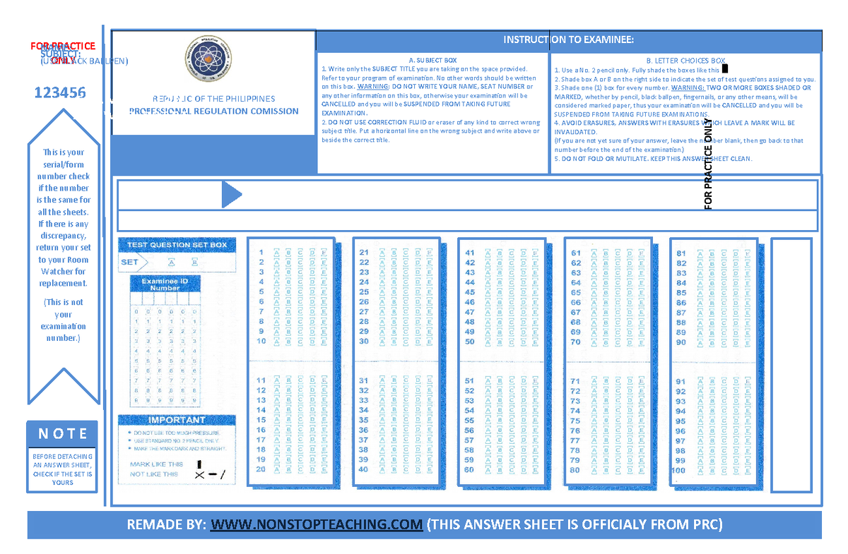 Toaz - INSTRUCTION TO EXAMINEE: FOR PRACTICE ONLY REMADE BY: WWW ...