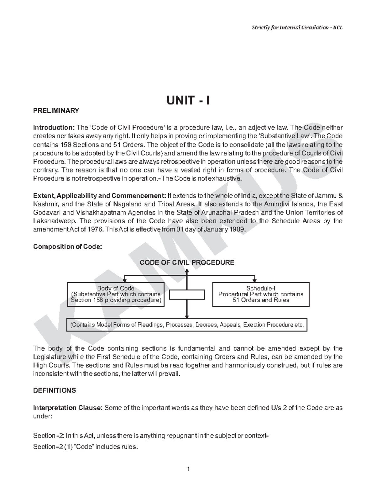CPC Notes (dragged) 2 - KAMKUS UNIT - I PRELIMINARY Introduction: The ...