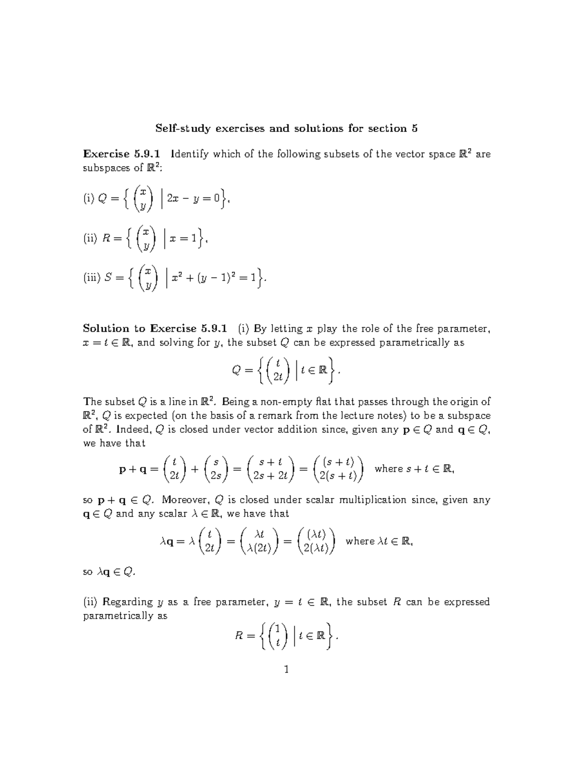 MA108 exercise 05 - Self-study exercises and solutions for section 5 ...